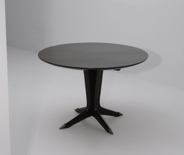 Italian Round Dining Table with Brass Feet , 1950s Midcentury Modern ...