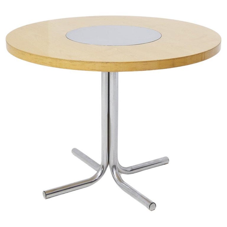 Italian Round Table by Gae Aulenti for Elam in Steel and Wood For Sale ...