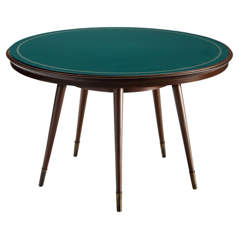 Italian Round Table With Glass Top For Sale at 1stDibs