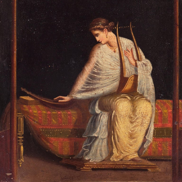 Unknown - 'Woman Seated with Harp and Kithara', Neoclassical, Pompeii ...