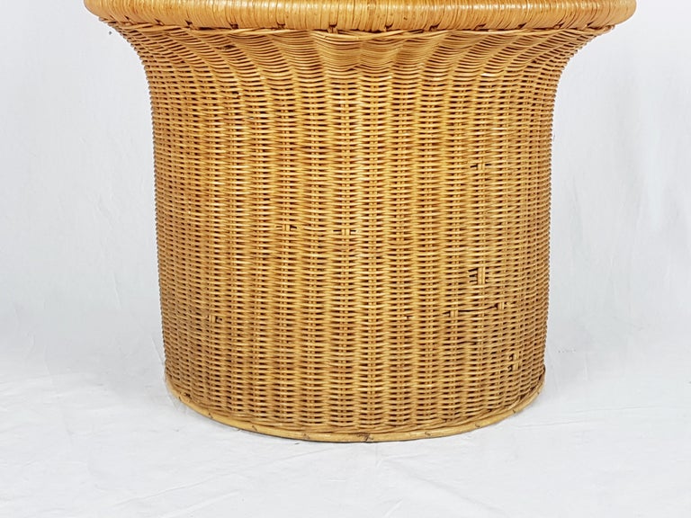 Italian Sculptural Rattan and Vienna Straw High Back 1970s Chair at 1stDibs