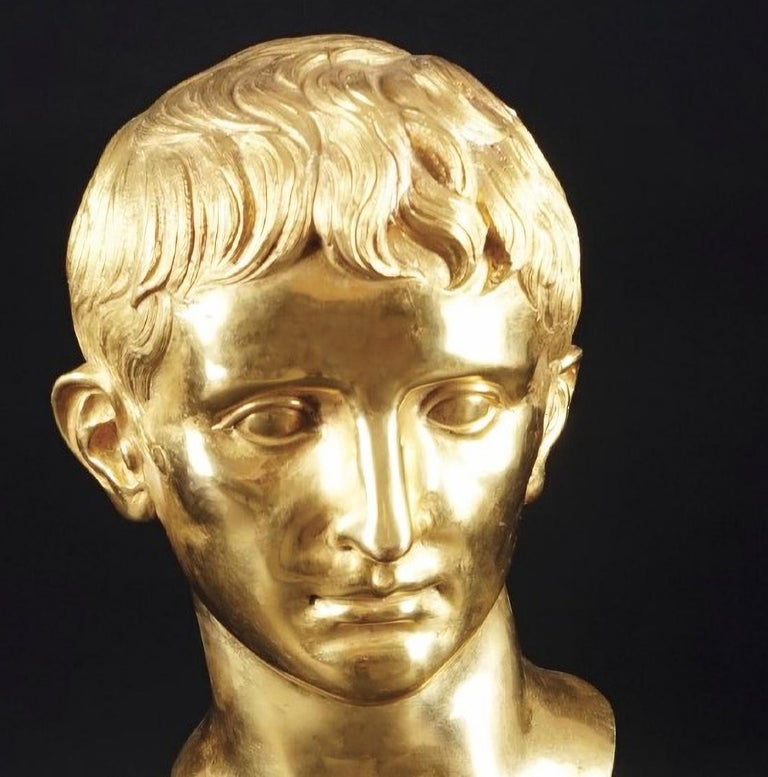 Italian Sculpture in Gilded Bronze Head of Julius Caesar Early 20th ...