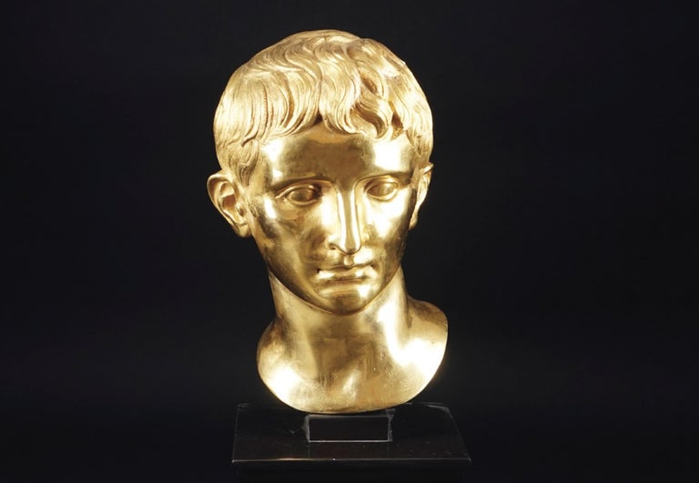 Italian Sculpture in Gilded Bronze Head of Julius Caesar Early 20th ...