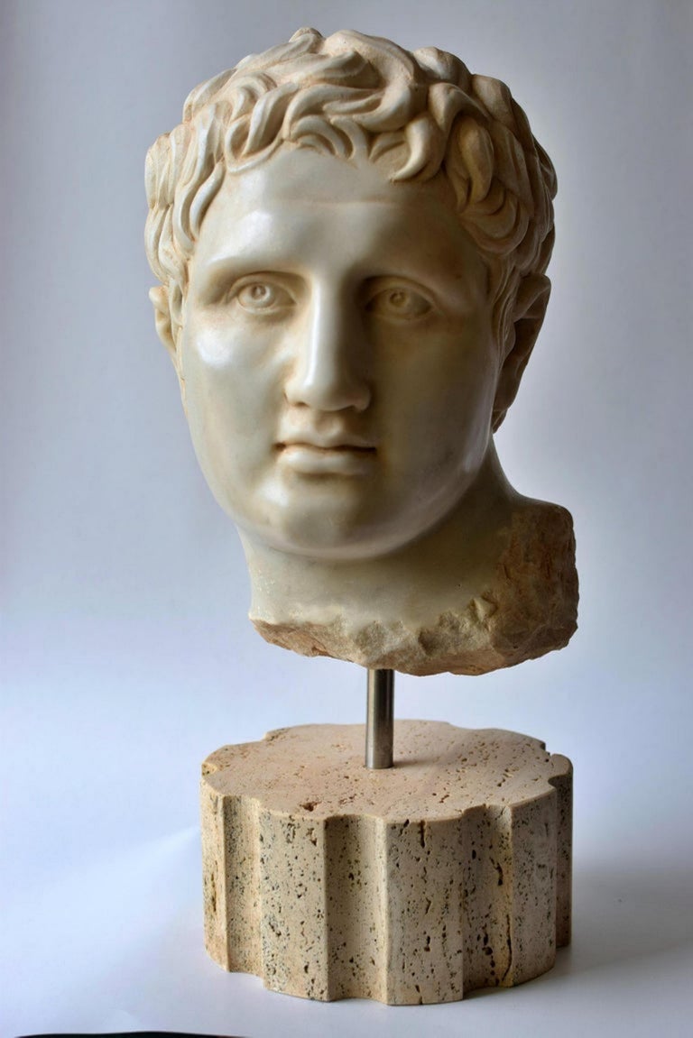 Italian Sculpture "Lisippea Apoxiomenos" Head Begin 20th Century Marble ...