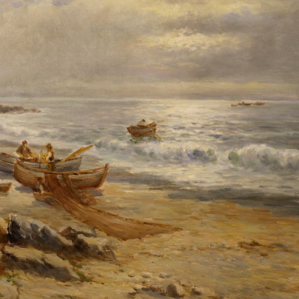 Italian Seascape Signed Painting Oil on Canvas from 20th Century For ...
