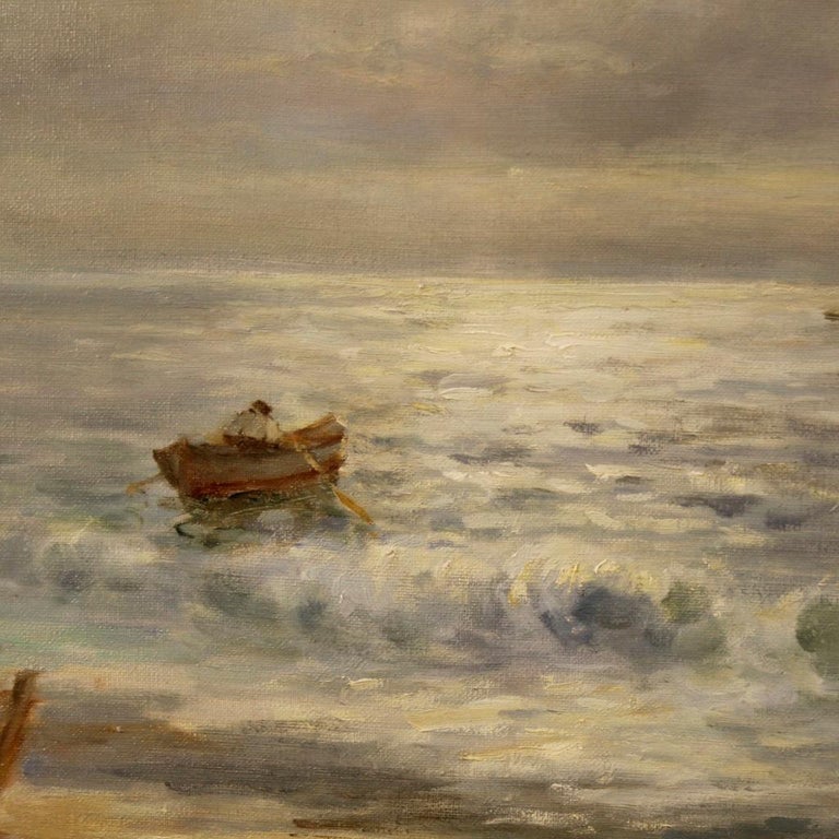 Italian Seascape Signed Painting Oil on Canvas from 20th Century For ...