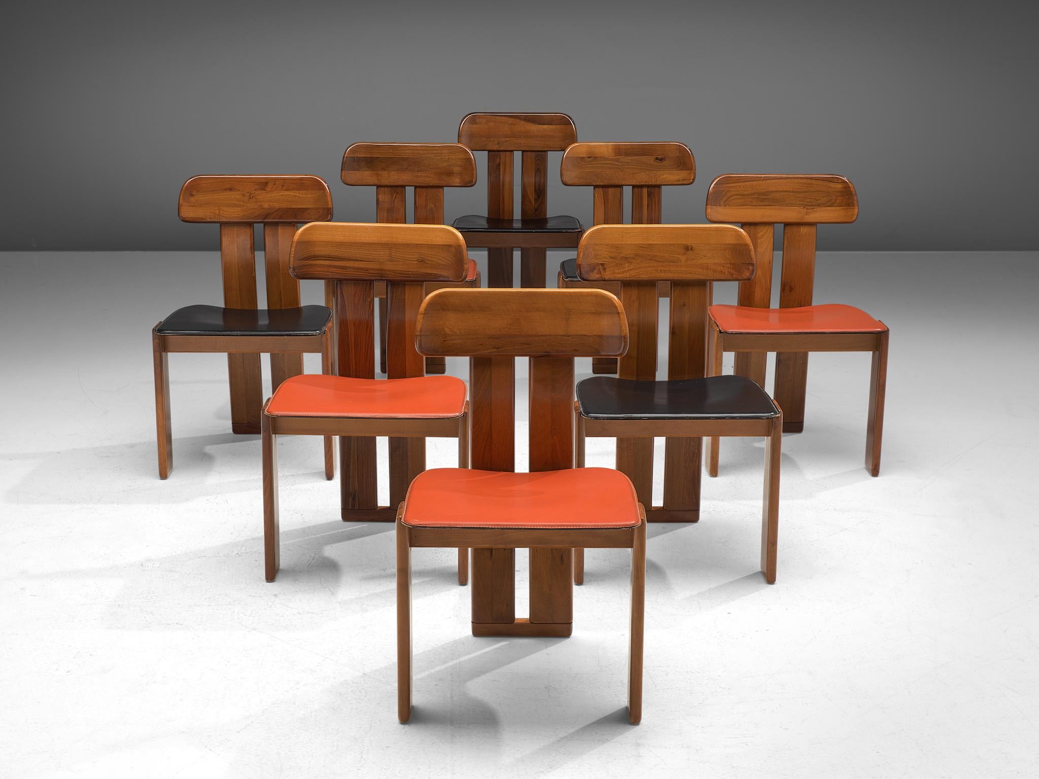 Italian Set of Eight Dining Chairs by Sapporo in Mixed Colored Seats at ...