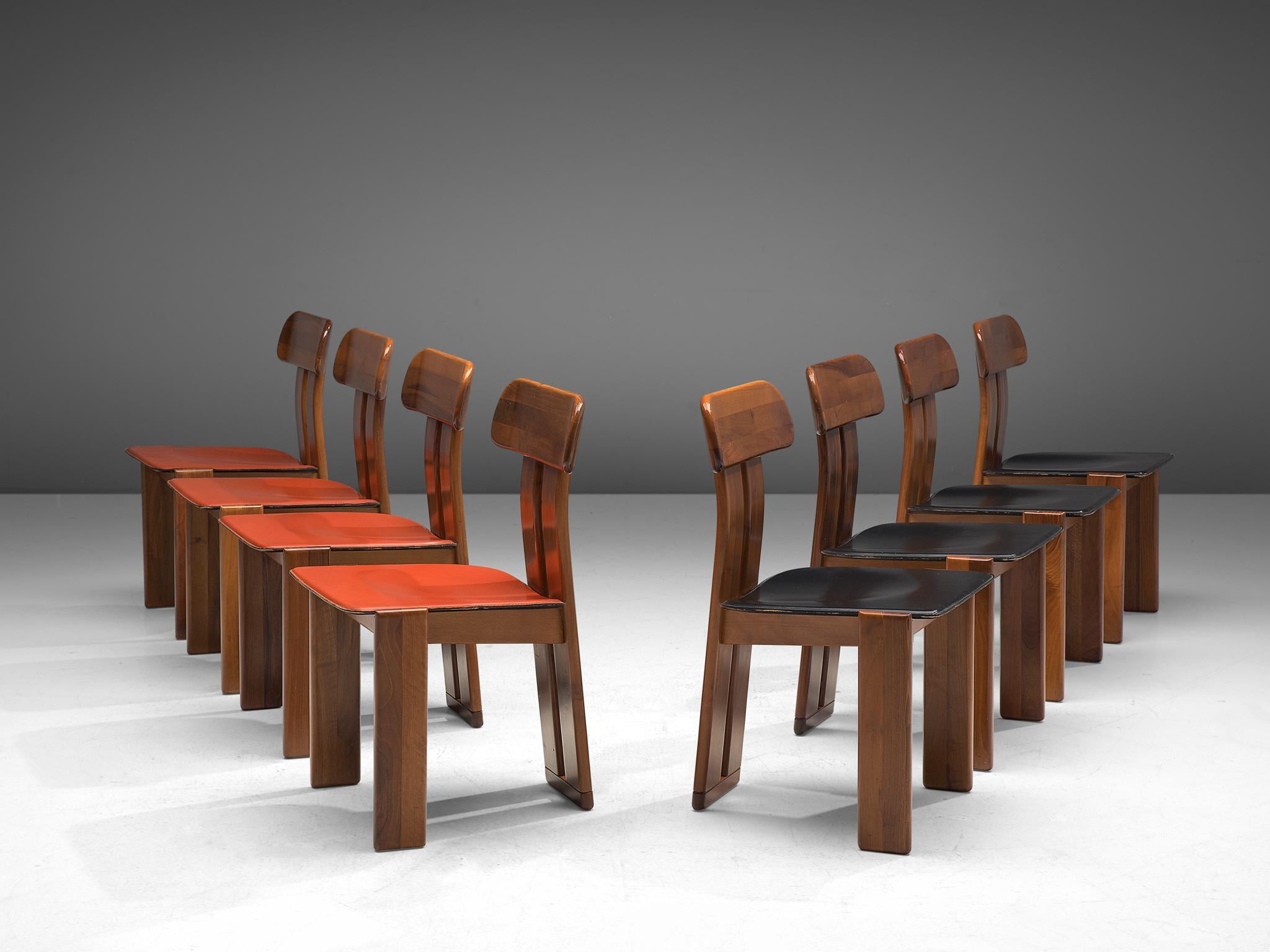 Italian Set of Eight Dining Chairs by Sapporo in Mixed Colored Seats at ...
