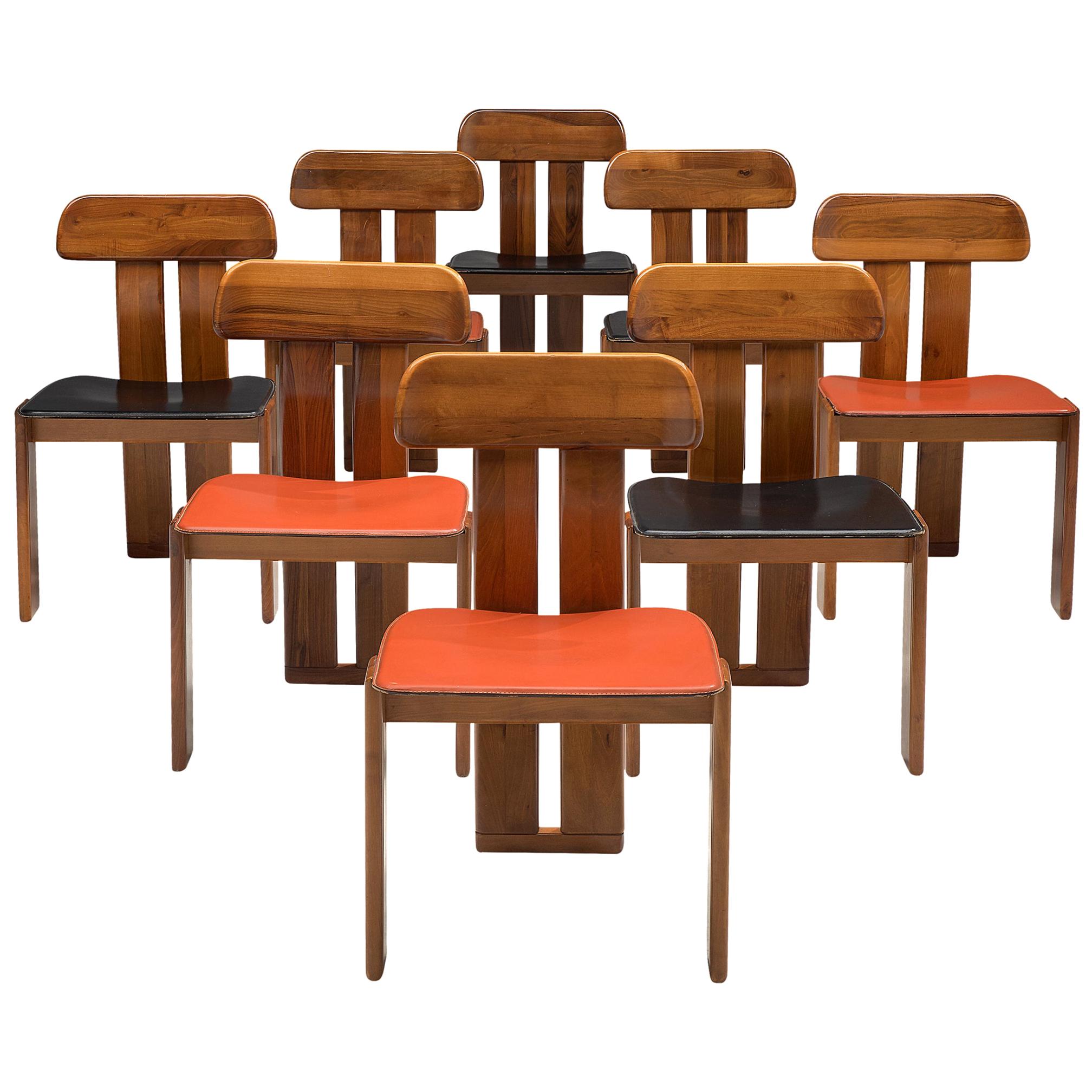 Italian Set of Eight Dining Chairs by Sapporo in Mixed Colored Seats at ...