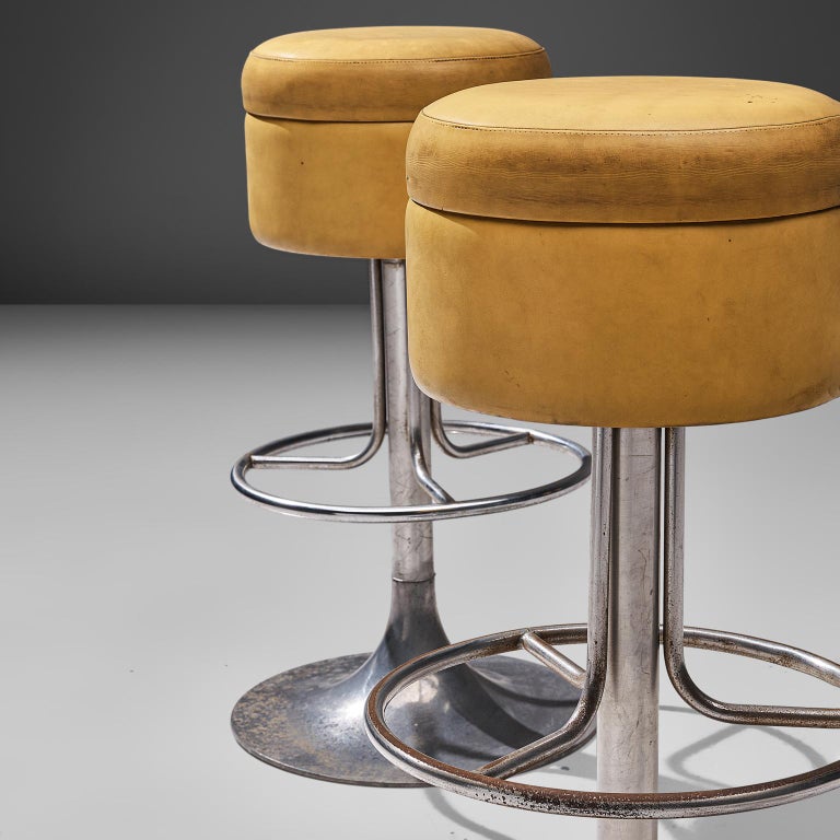 Italian Set of Four Bar Stools in Leatherette For Sale at 1stDibs