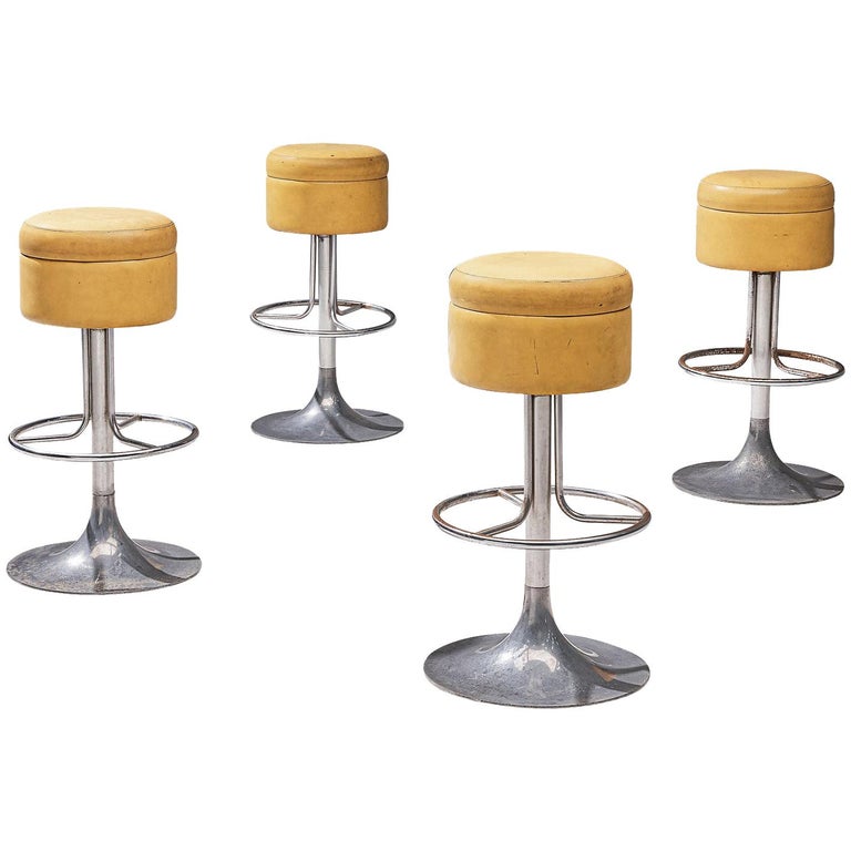 Italian Set of Four Bar Stools in Leatherette For Sale at 1stDibs