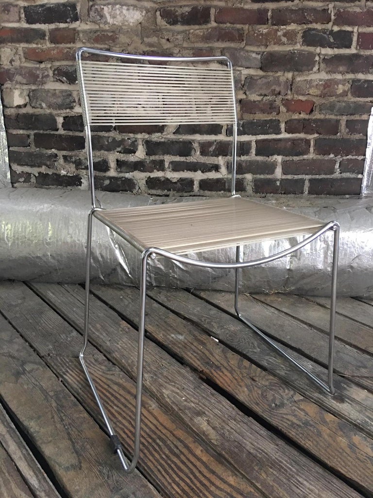 Italian Set of Four Chrome Metal Spaghetti Chairs, 20th Century at 1stDibs