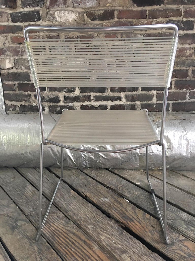 Italian Set of Four Chrome Metal Spaghetti Chairs, 20th Century at 1stDibs