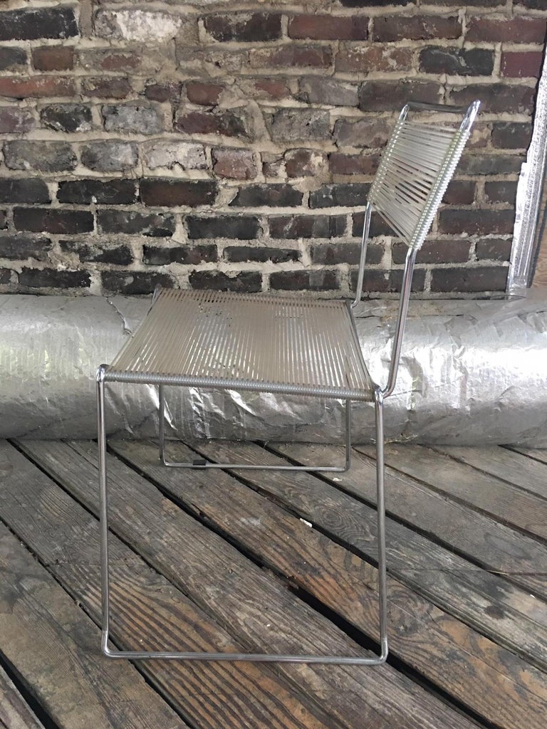 Italian Set of Four Chrome Metal Spaghetti Chairs, 20th Century at 1stDibs