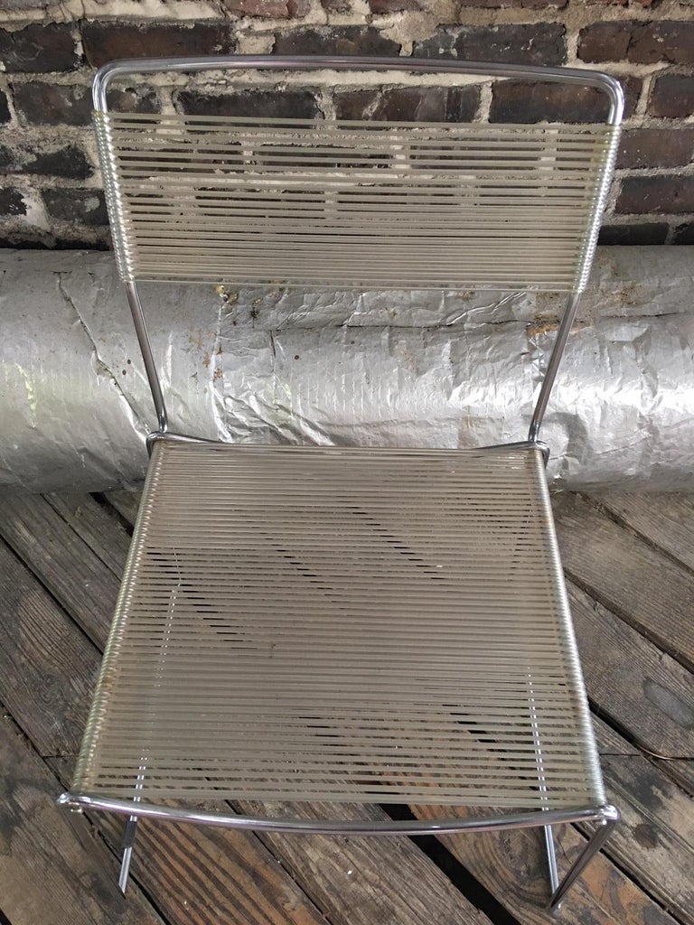 Italian Set of Four Chrome Metal Spaghetti Chairs, 20th Century at 1stDibs