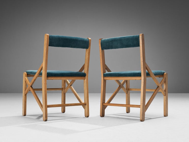 Italian Set of Four Dining Chairs With Structural Frames in Oak For ...