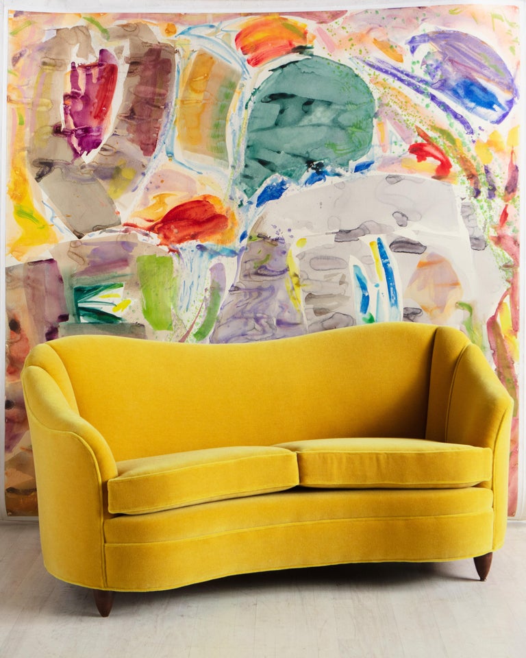 Italian Settee in Mustard Yellow Mohair at 1stDibs | mustard settee ...