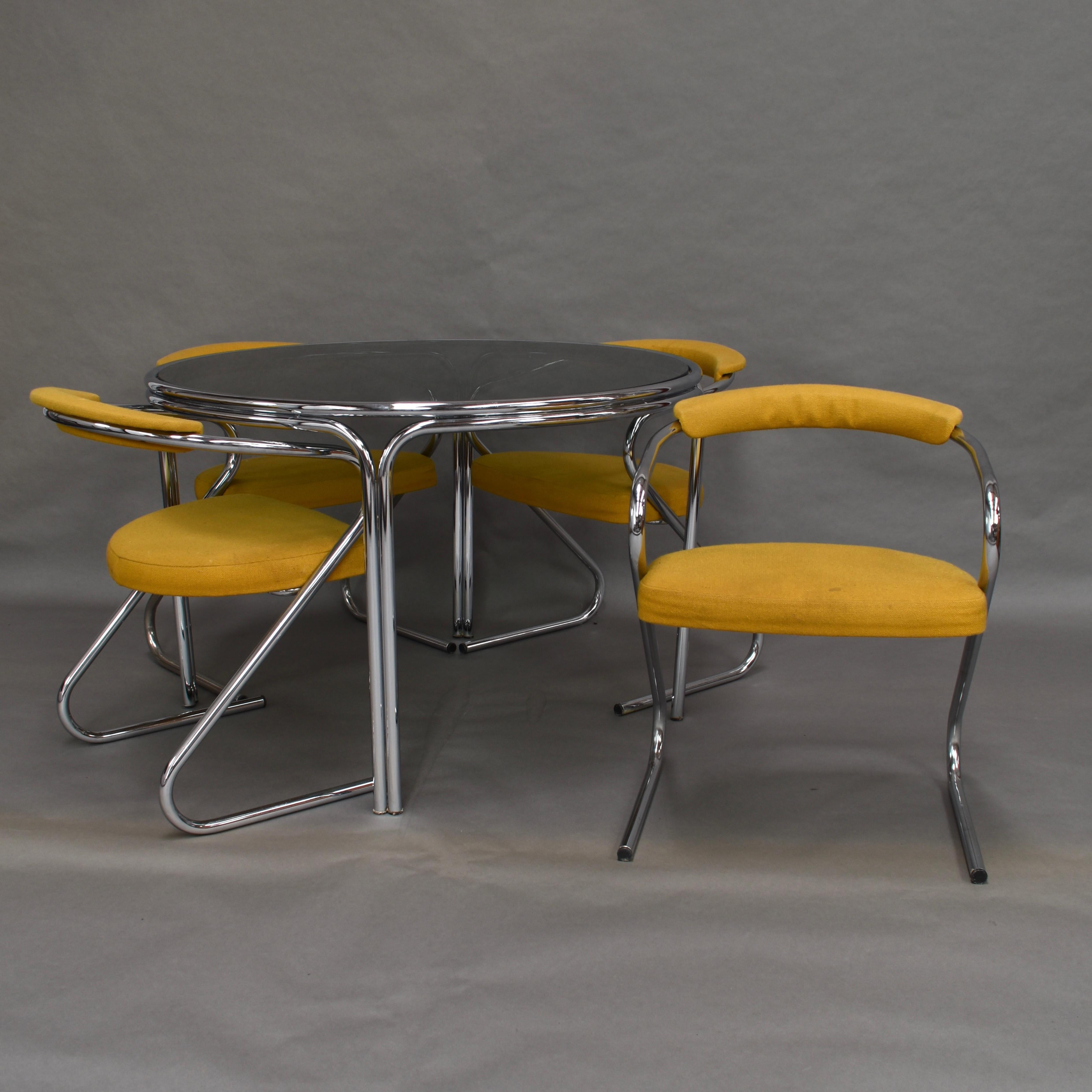 Italian 1970s Dining Set in Chrome and Smoked Glass, circa 1970 at ...