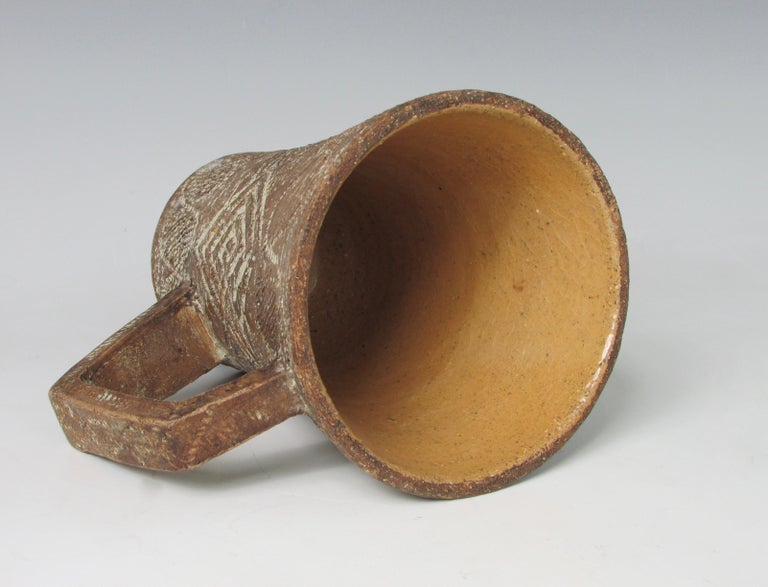 Italian Sgraffito Redware Pottery Pitcher at 1stDibs