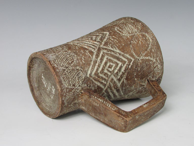 Italian Sgraffito Redware Pottery Pitcher at 1stDibs