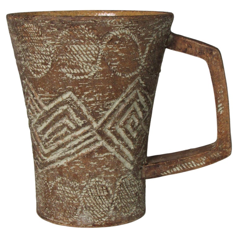 Italian Sgraffito Redware Pottery Pitcher at 1stDibs