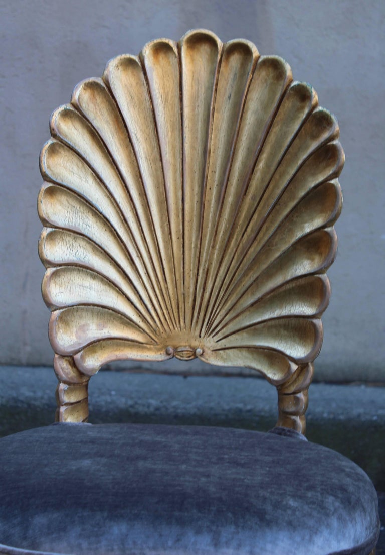 Italian Shell Back Gold Leaf Side Chairs at 1stDibs