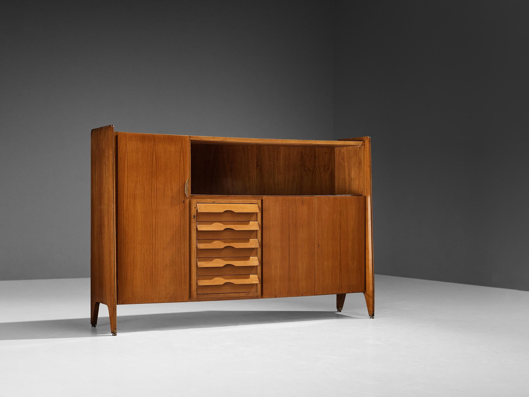 Italian Sideboard in Walnut and Brass at 1stDibs