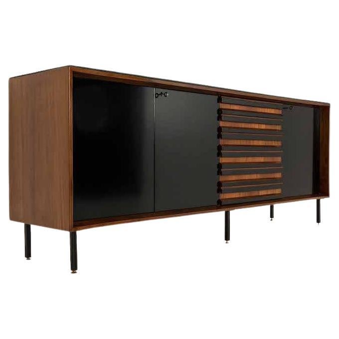 Vintage Italian Black Sideboard with Sculptural Hardware at 1stDibs