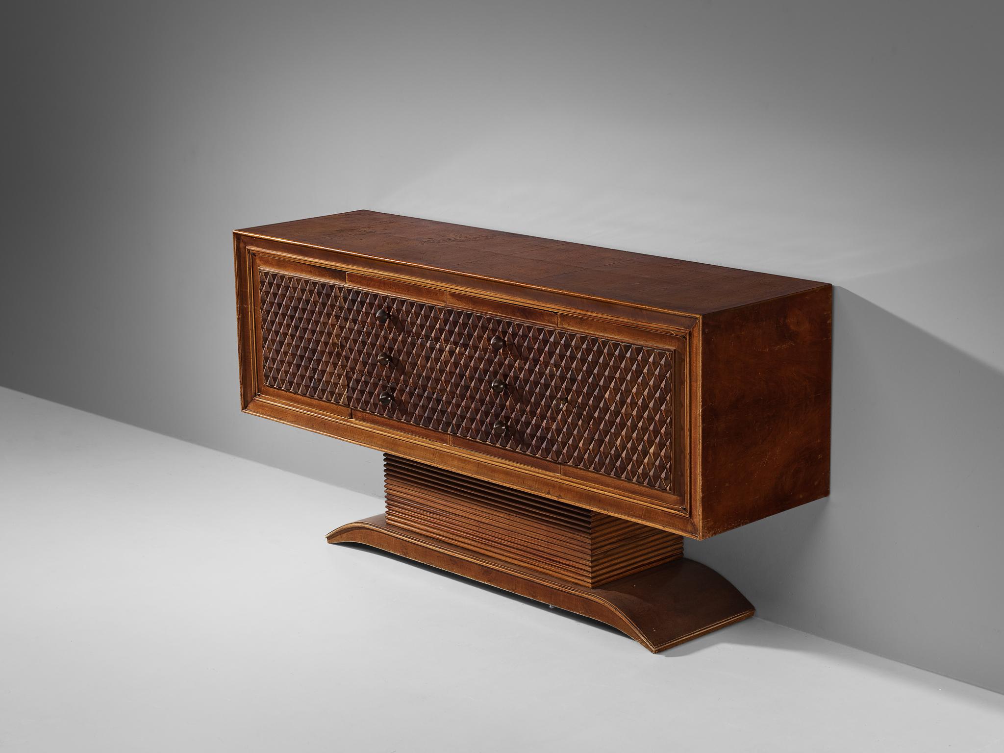 Italian Sideboard with Diamond Patterned Front in Walnut For Sale at ...