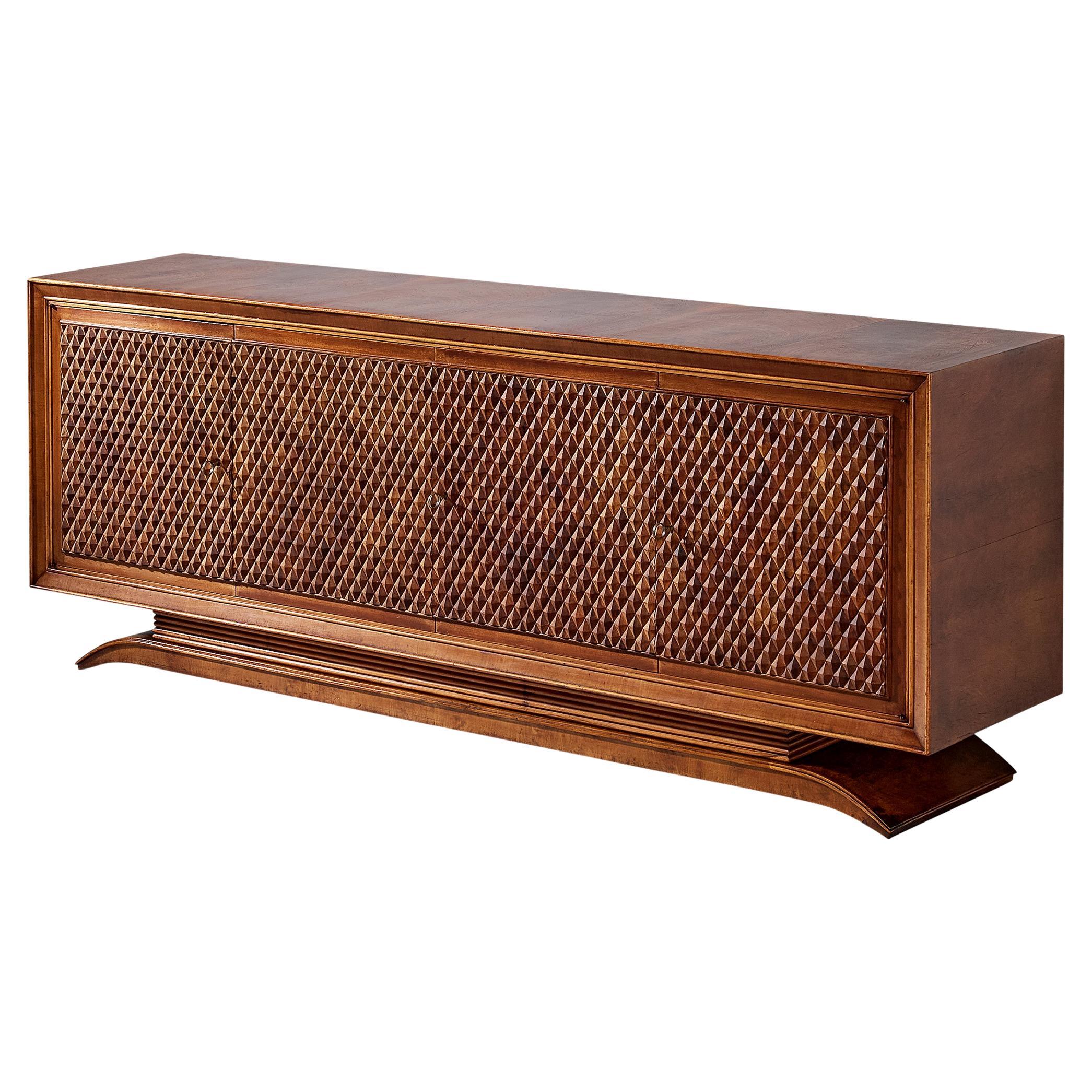 Italian Sideboard with Diamond Patterned Front in Walnut For Sale at ...