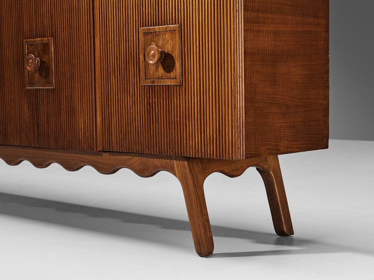 Italian Sideboard with Scalloped Frame in Stained Ash For Sale at 1stDibs