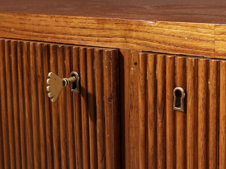 Italian Sideboard with Scalloped Frame in Stained Ash For Sale at 1stDibs