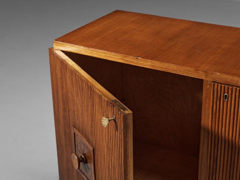 Italian Sideboard with Scalloped Frame in Stained Ash For Sale at 1stDibs