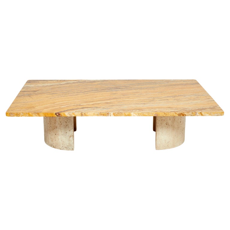 Italian Sienna Yellow Marble and Travertine Coffee Table 1970s at 1stDibs