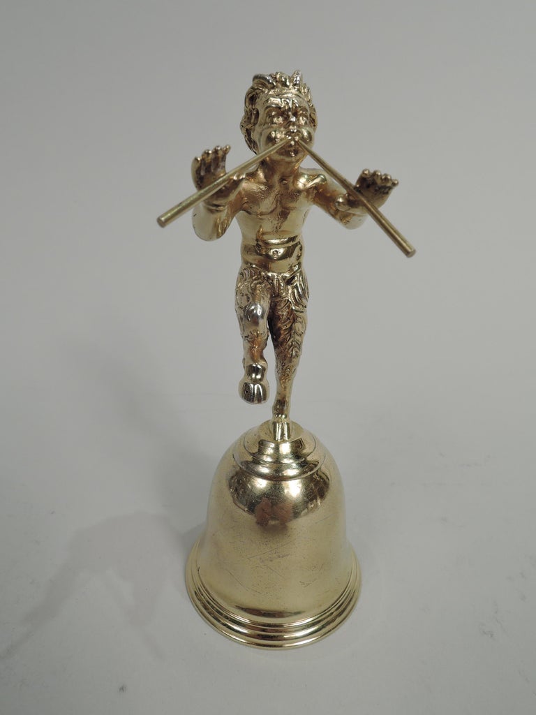 Italian Silver Gilt Grand Tour Pompeian Classical Piping Faun Bell For ...