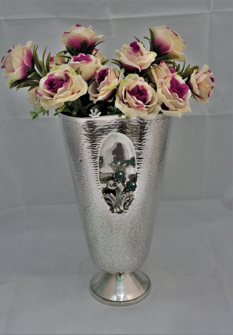 Italian Silver Hammered Art Deco Silver Flower Vase Milan, 1950s For ...