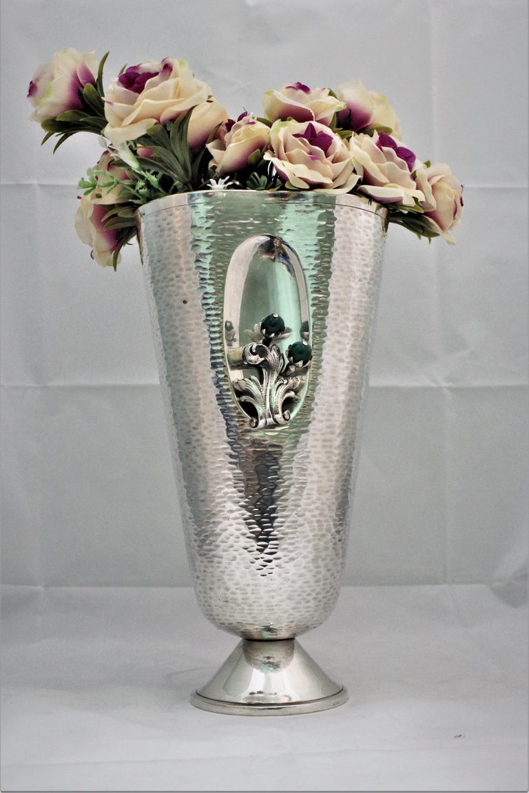 Italian Silver Hammered Art Deco Silver Flower Vase Milan, 1950s For ...
