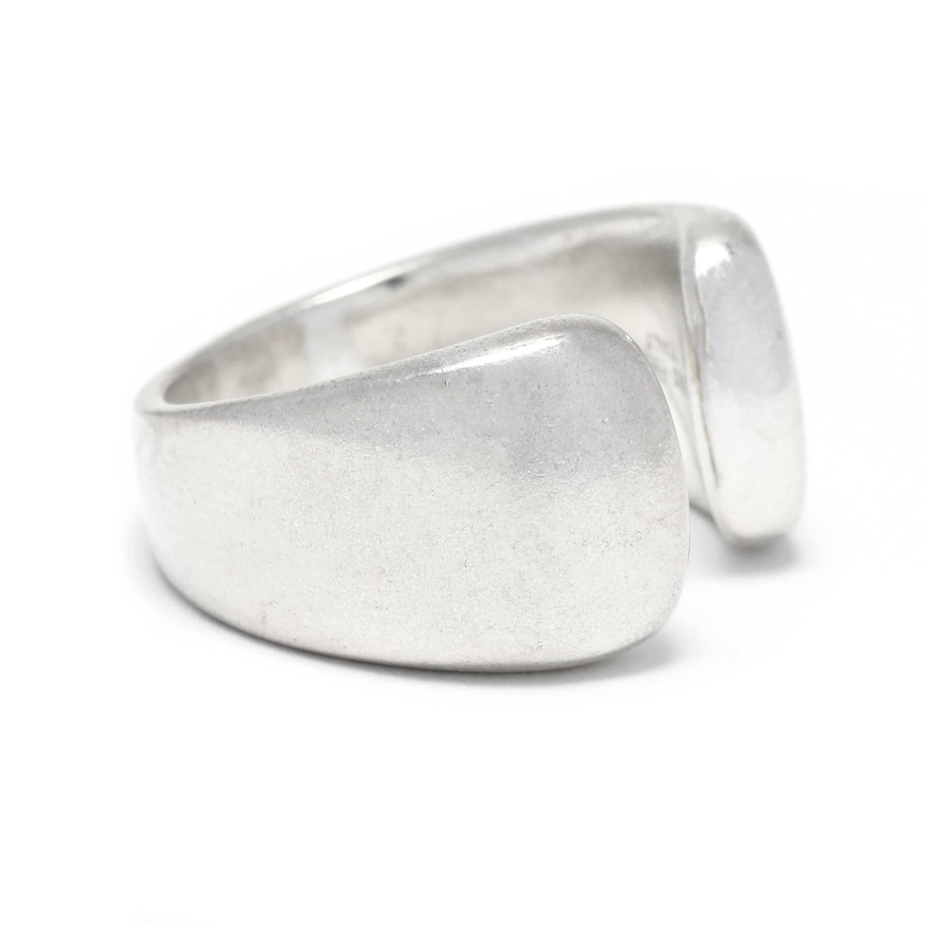 Italian Silver Negative Space Band Ring, Sterling Silver, Ring, Wide at ...