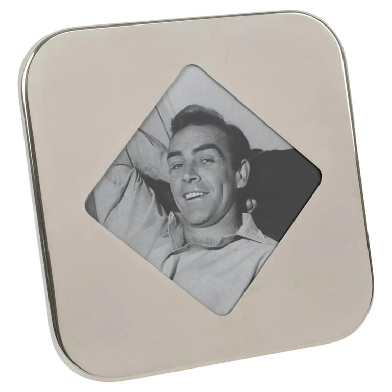 Italian Silver Plate Geometric Picture Frame, 1970s For Sale at 1stDibs