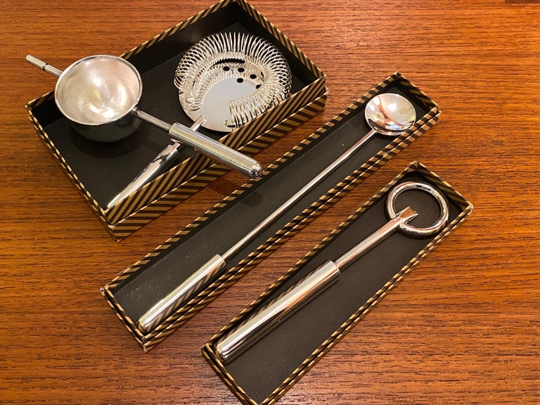 Italian Silverplate Bar Set For Sale at 1stDibs