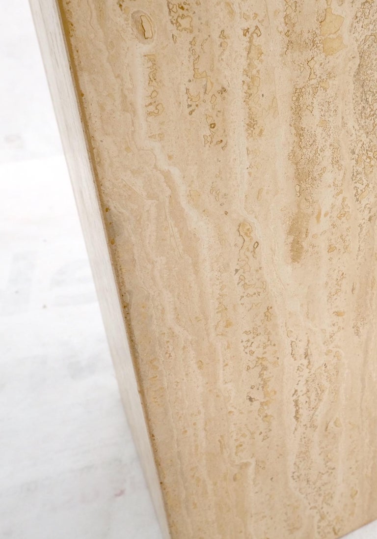 Italian Single Travertine Pedestal Glass Top Dining Conference Table ...