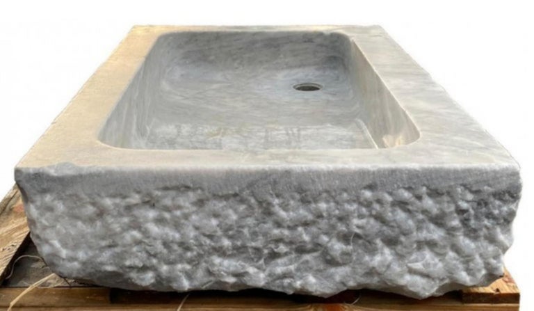 Italian Sink in White Carrara Marble 20th Century For Sale at 1stDibs