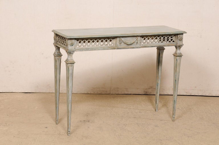 Italian Slender Console Table with Beautifully Pierce-Carved Lattice ...