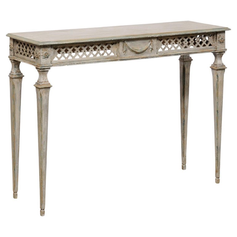 Italian Slender Console Table with Beautifully Pierce-Carved Lattice ...