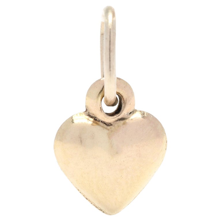 Italian Small Gold Heart Charm, 10k Yellow Gold, Small Puff For Sale at ...