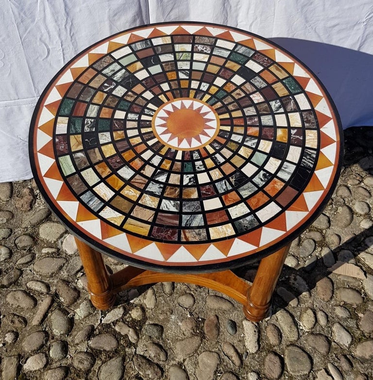Italian Small Round Table with Marble Top, Italy, 19th Century, Empire ...
