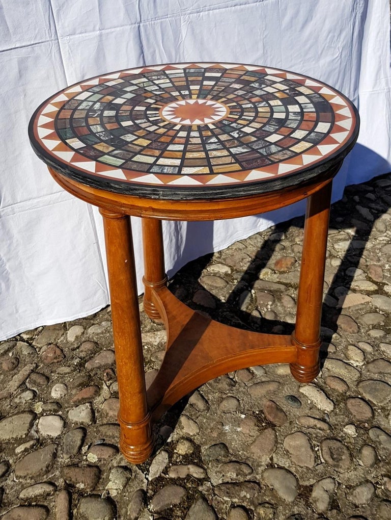 Italian Small Round Table with Marble Top, Italy, 19th Century, Empire ...