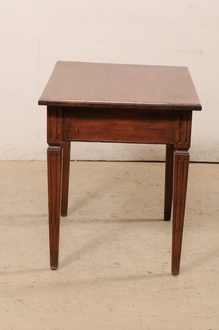 Italian Small Wooden Table w/Drawer Presented on Flute-Carved Legs ...