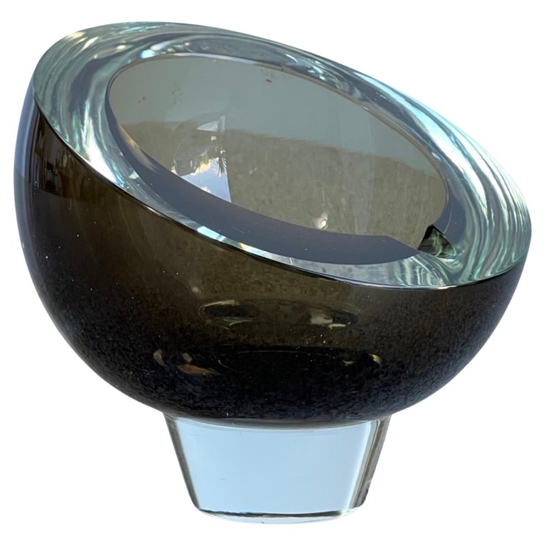 Italian Smoked Murano Glass Ashtray For Sale at 1stDibs
