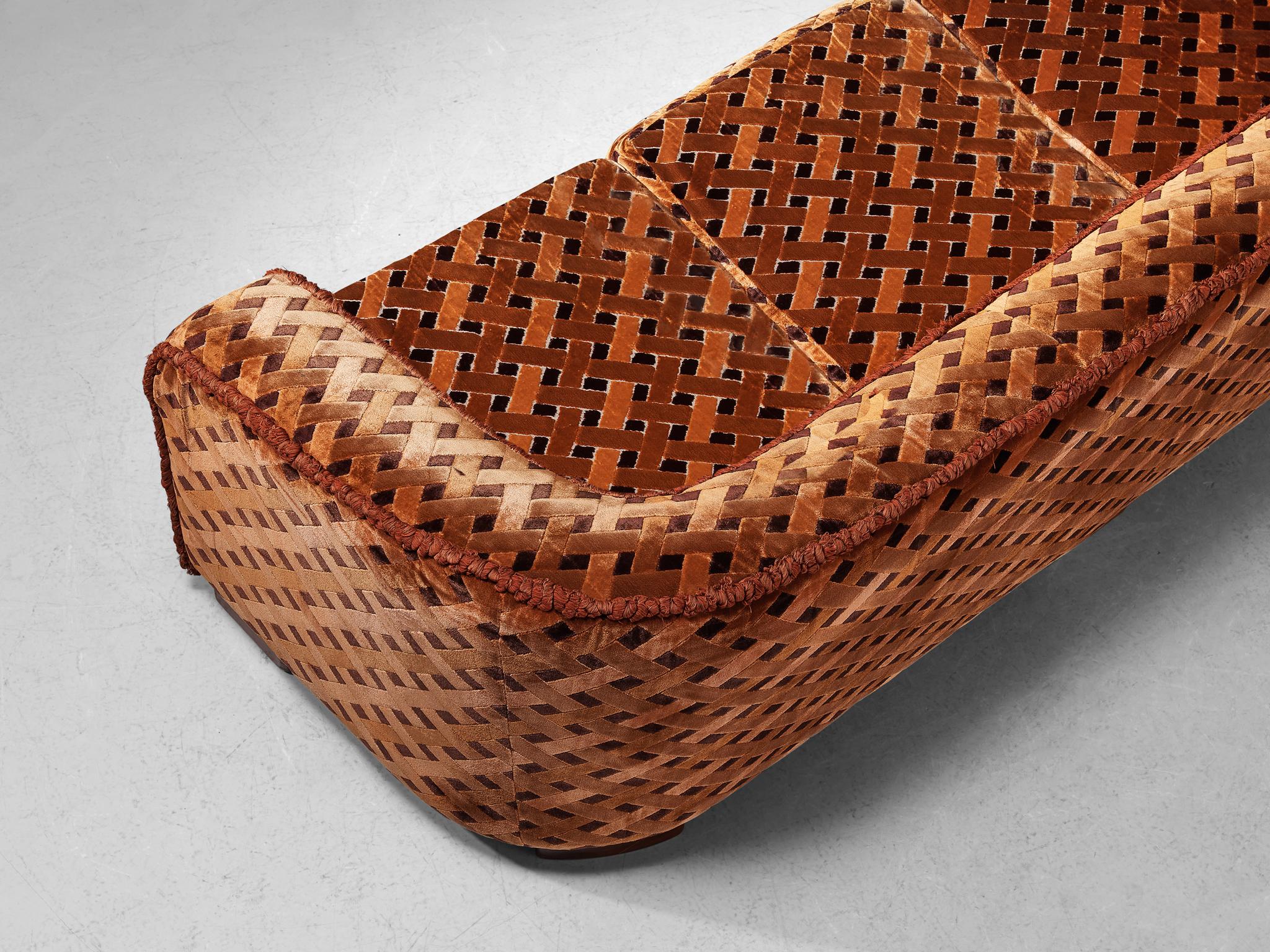 Italian Sofa in Copper Brown Patterned Velvet For Sale at 1stDibs ...